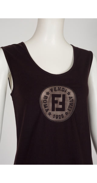 Fendi 1990s Sheer Logo Inset Black Cotton Jersey Dress – Featherstone ...