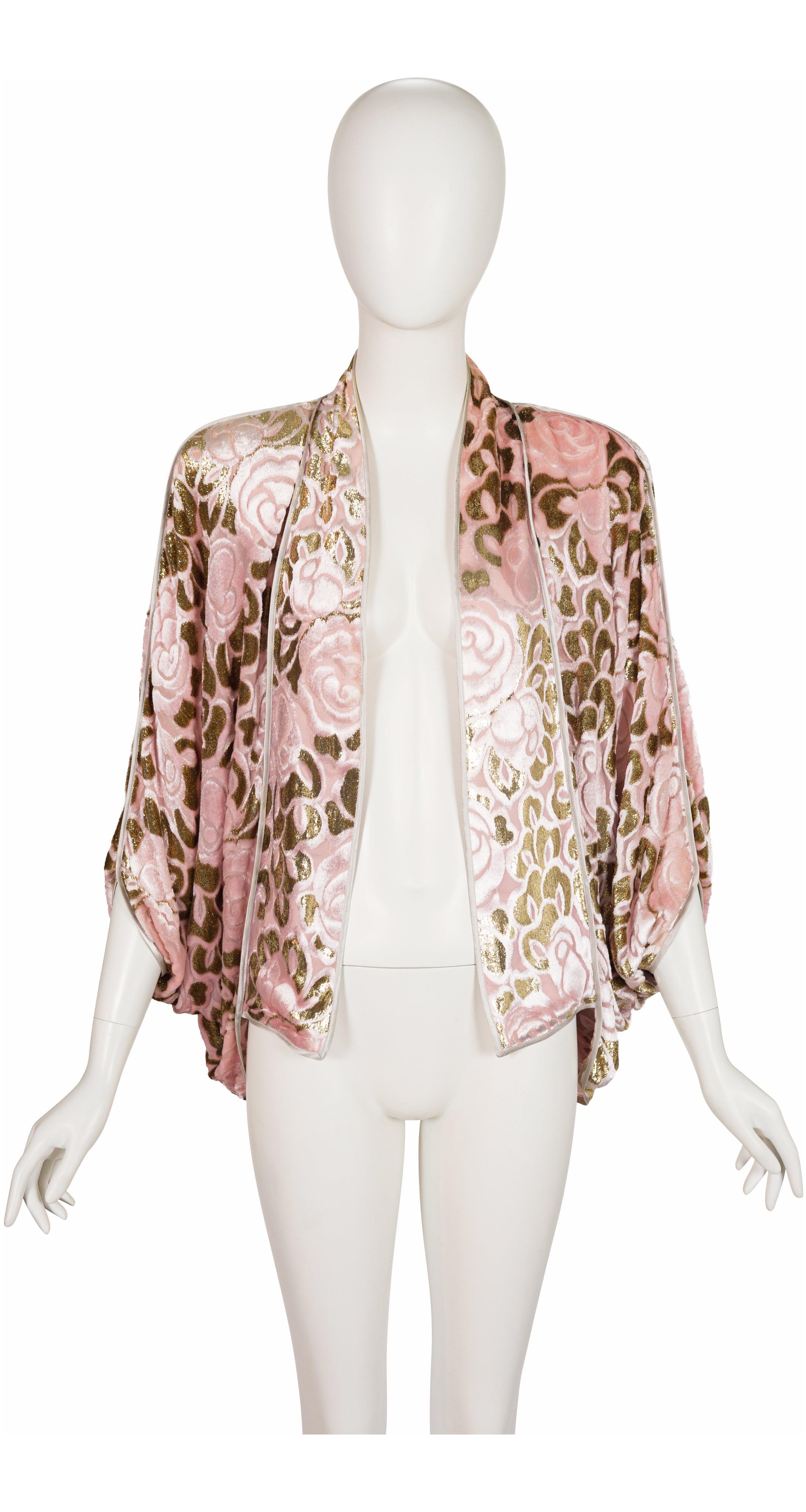 Janice Wainwright 1980s Floral Lurex Burnout Velvet Batwing Jacket ...