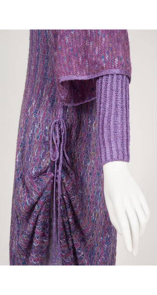 Mary Farrin 1970s Purple Mixed Knit Cowl Neck Dress – Featherstone Vintage