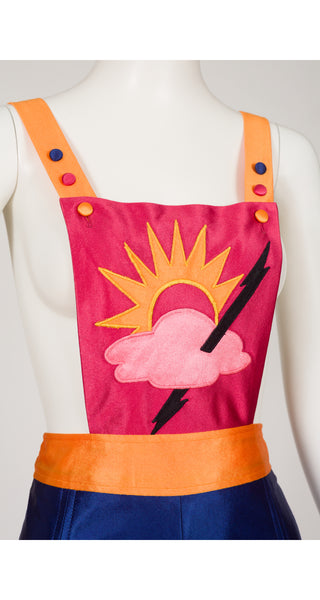 Mic Mac 1970s Glam Rock Lightning Bolt Satin Dungaree Romper ...