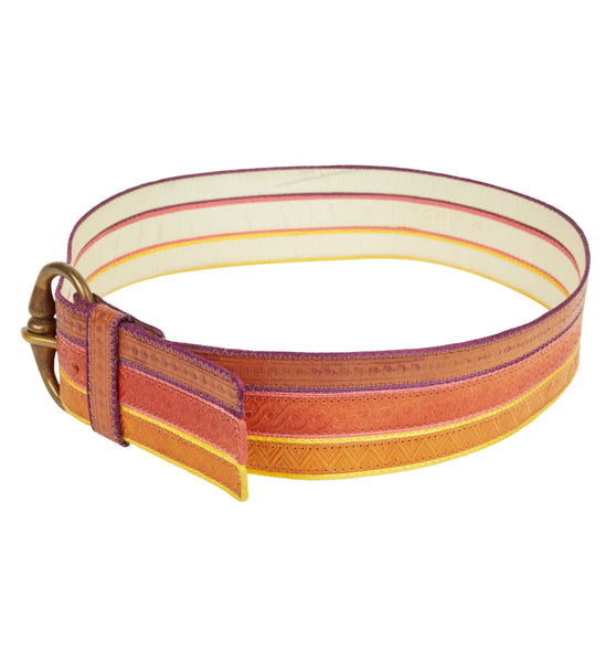 Emanuel Ungaro Paris Vintage Embossed Leather Satin Brass Buckle Belt ...