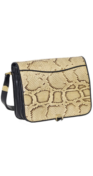 Silvano Biagini 1970 Italian Genuine Python Black Leather Shoulder Bag ...