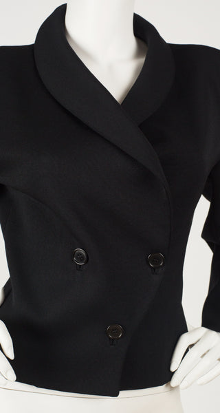 Giorgio Armani 1970s Vintage Black Worsted Wool Structured Jacket – Featherstone Vintage
